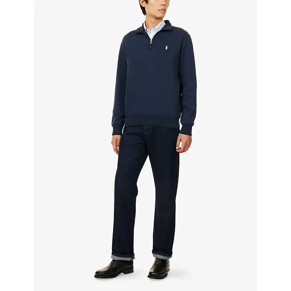 Polo Ralph Lauren Embroidered Logo Long-sleeve Cotton-jersey Sweatshirt - Blue