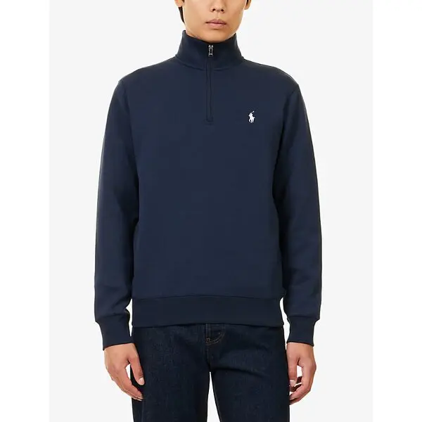 Polo Ralph Lauren Embroidered Logo Long-sleeve Cotton-jersey Sweatshirt - Blue