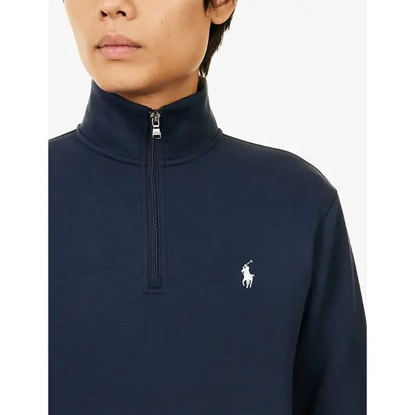 Polo Ralph Lauren Embroidered Logo Long-sleeve Cotton-jersey Sweatshirt - Blue