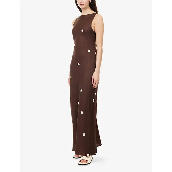 Dissh Beverly Polka-dot Linen Midi Dress