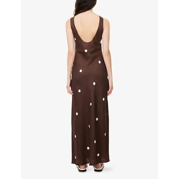 Dissh Beverly Polka-dot Linen Midi Dress