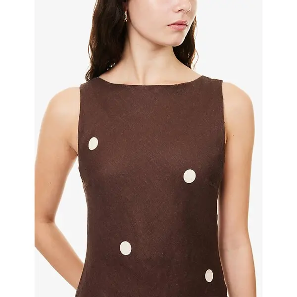Dissh Beverly Polka-dot Linen Midi Dress