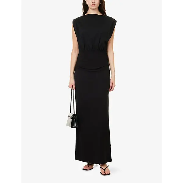 Dissh Liora Boat-Neck Cotton Maxi Dress - Black | Editorialist