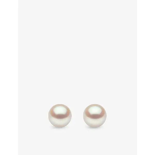 Yoko London And Cultured Pink Pearl Stud Earrings - 18ct Yellow Gold