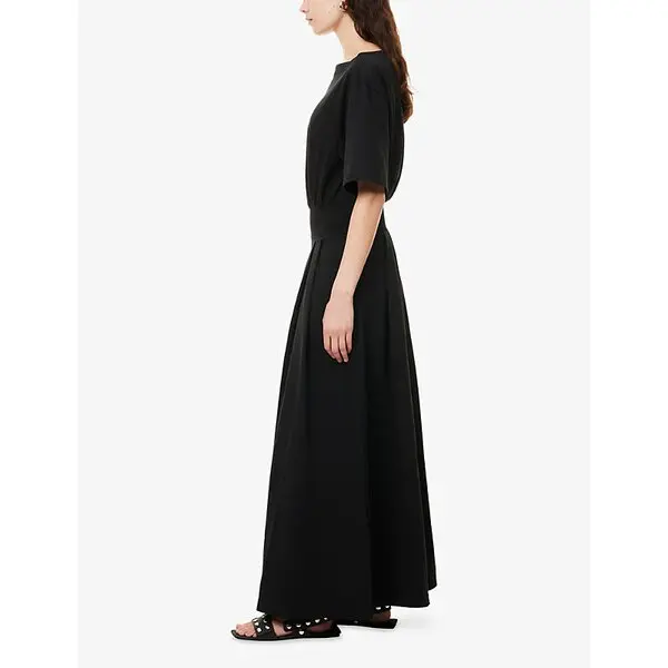 Dissh Esme Asymmetric Cotton Maxi Dress - Black | Editorialist