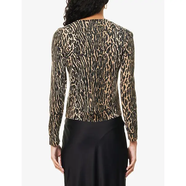 Rixo Leopard-pattern Wool-knit Cardigan