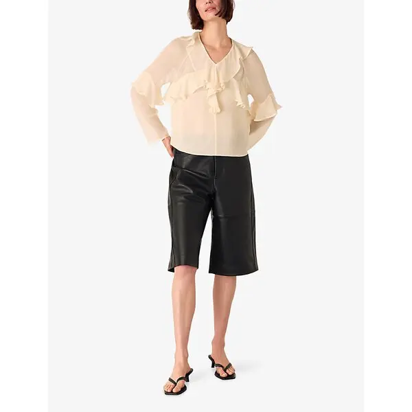 Whistles Ruffle Frill V-neck Blouse