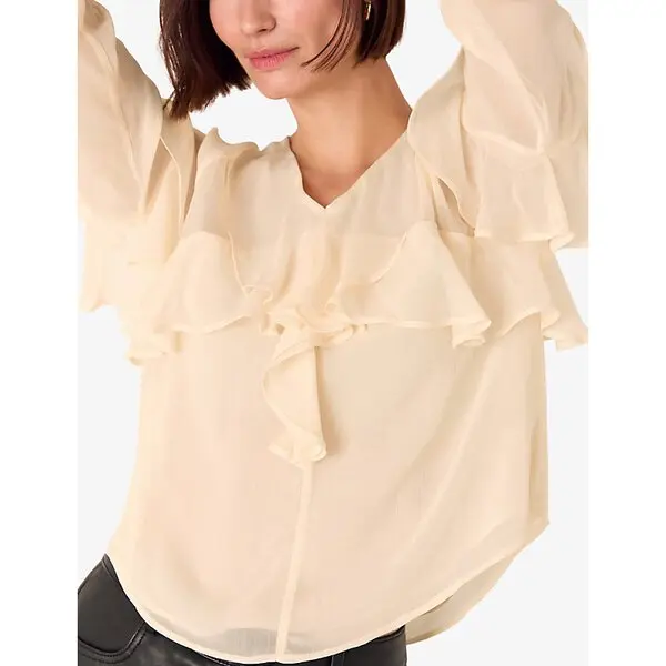 Whistles Ruffle Frill V-neck Blouse