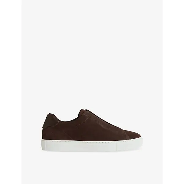 REISS Suede Slip-on Low-top Trainers - Chocolate Brown