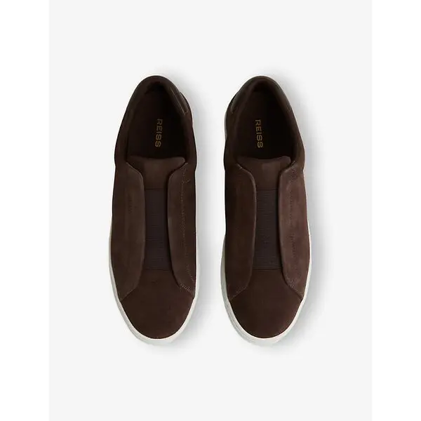 REISS Suede Slip-on Low-top Trainers - Chocolate Brown