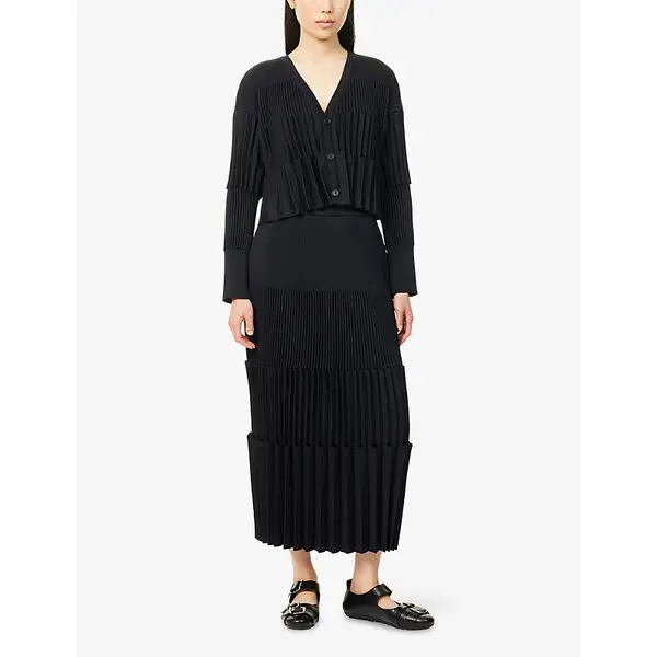 Cfcl Accordion Cropped Knitted Cardigan - Black | Editorialist