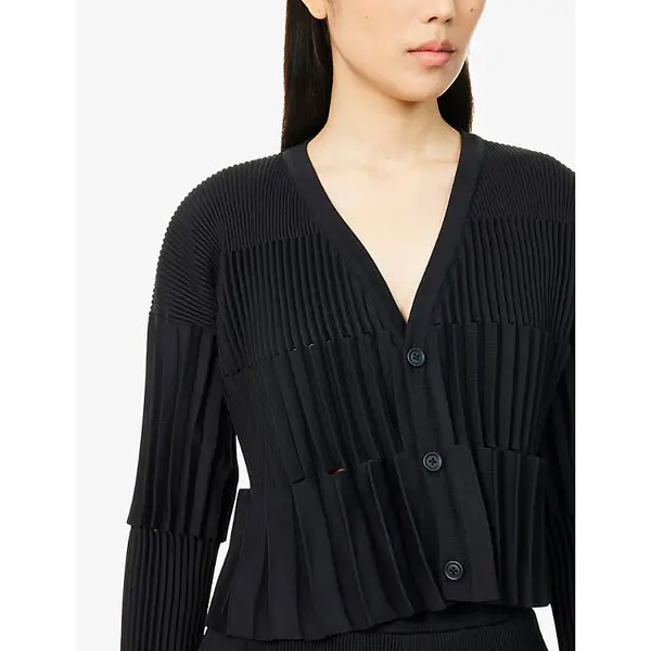 Cfcl Accordion Cropped Knitted Cardigan - Black | Editorialist