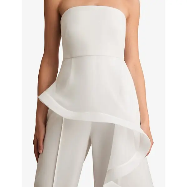 【海外限定】REISSジャンプスーツ☆Rhiannon Strapless Silk Jum 購買Reiss Rhiannon Silk Ruffle Bandeau Wide-Leg Jumpsuit