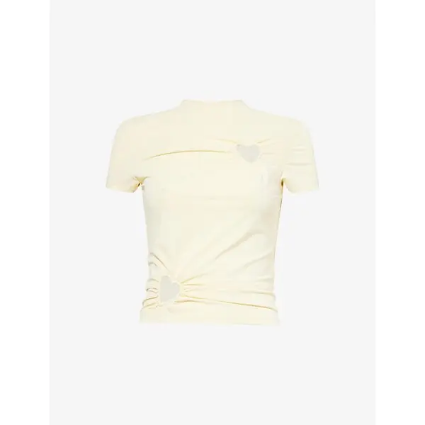 AMY LYNN Heart Cut-out Woven Top - Lemon