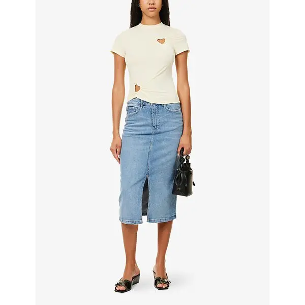 AMY LYNN Heart Cut-out Woven Top - Lemon