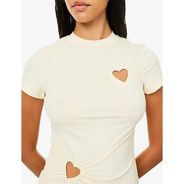 AMY LYNN Heart Cut-out Woven Top - Lemon