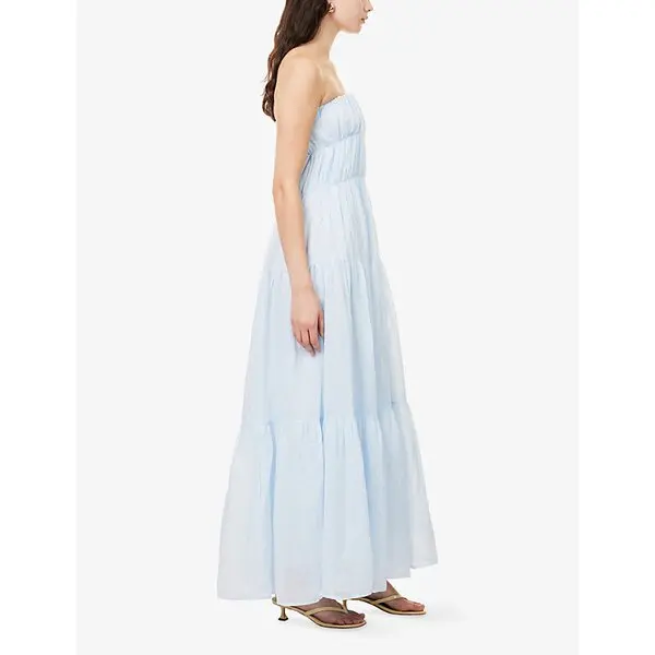 Dissh Artie Strapless Tiered Ramie Midi Dress - Cornflower | Editorialist