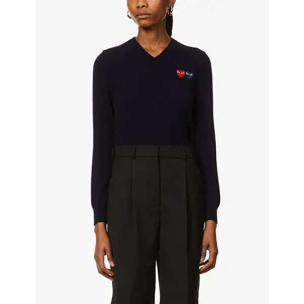 Play Comme Des Garcon V-neck Wool Jumper