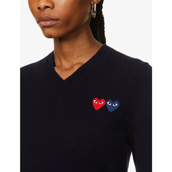Play Comme Des Garcon V-neck Wool Jumper