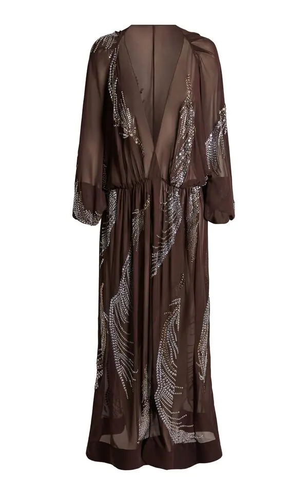 16Arlington Silas Embellished Georgette Midi Dress - Brown