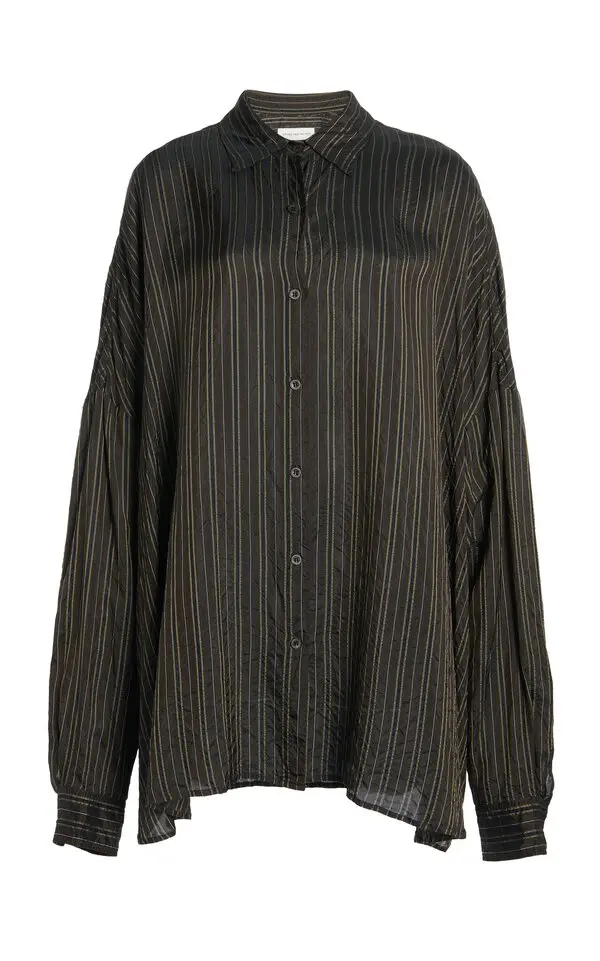 Dries Van Noten Casis Striped Taffeta Shirt - Brown