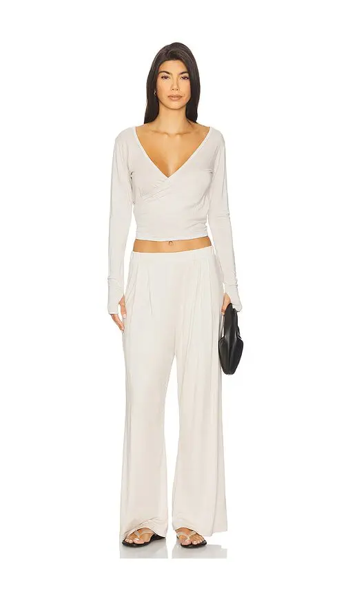 Michael Lauren Aziel Long Sleeve Cross Front Tee