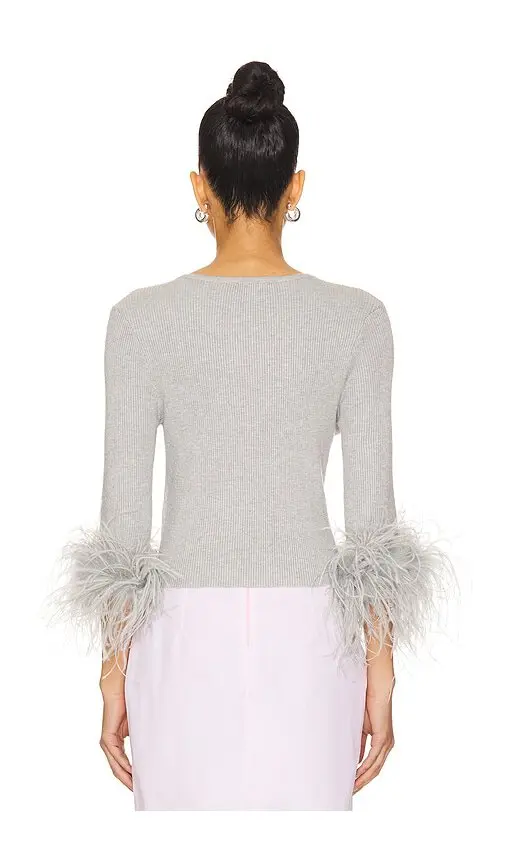 MILKWHITE Cardigan With Feather Trim