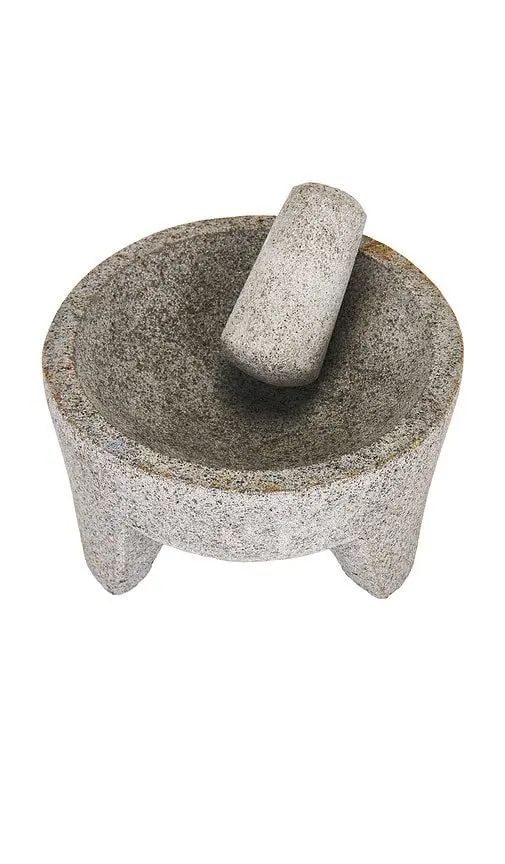VERVE CULTURE Molcajete In Tortilla Basket In Grey - Grey & Multi Colored Basket