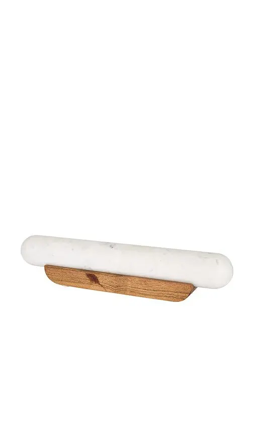 VERVE CULTURE Marble Rolling Pin & Stand In White,brown - White & Brown