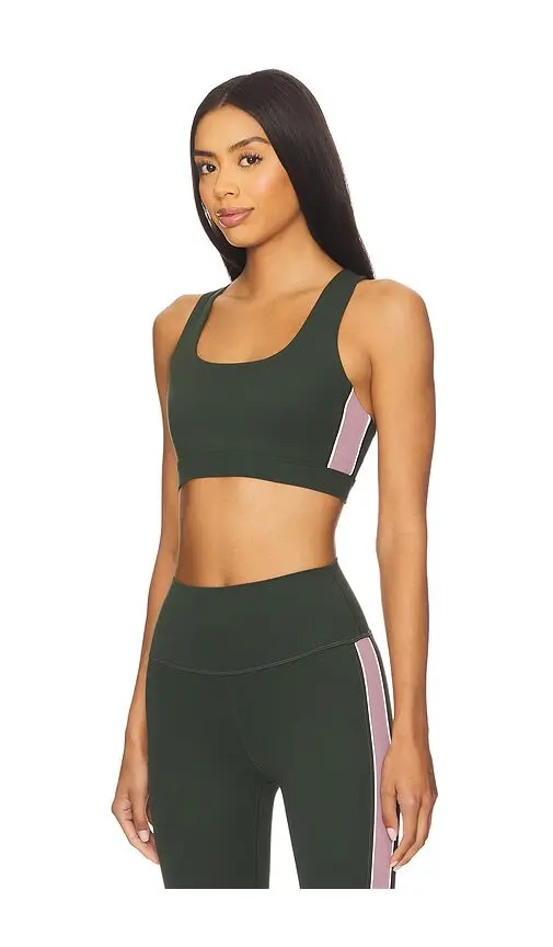 Splits59 Lexi Rigor Sports Bra In Dark Green - Military & Blush