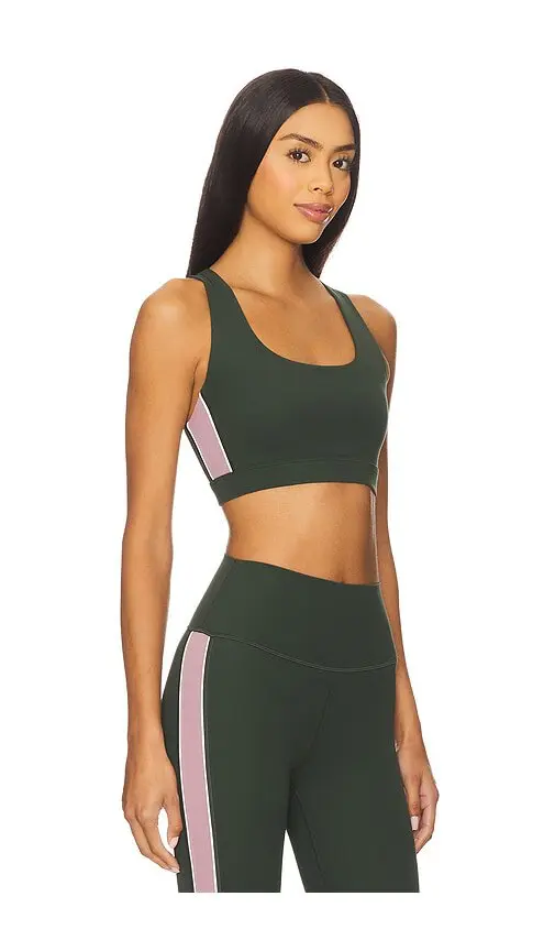 Splits59 Lexi Rigor Sports Bra In Dark Green - Military & Blush