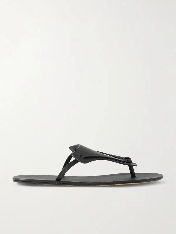 THE ROW Helena Leather Flip Flops - Black