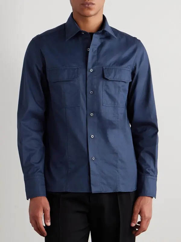 TOM FORD Cotton-twill Shirt - Blue