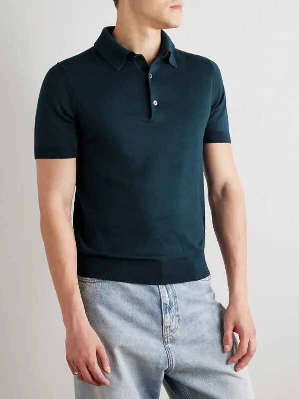 Zegna Slim-fit Cotton Polo Shirt - Blue
