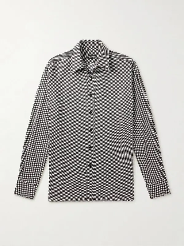 TOM FORD Polka-dot Lyocell Shirt - Gray