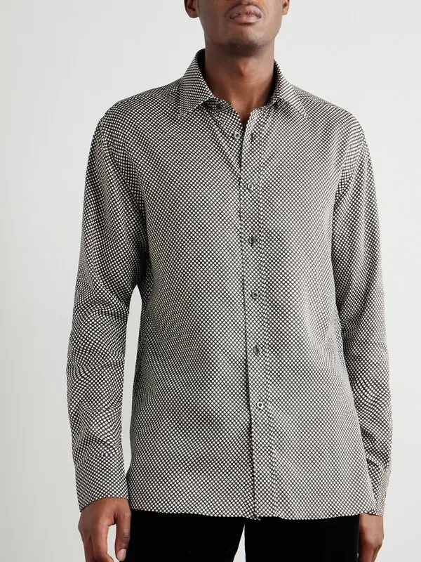 TOM FORD Polka-dot Lyocell Shirt - Gray