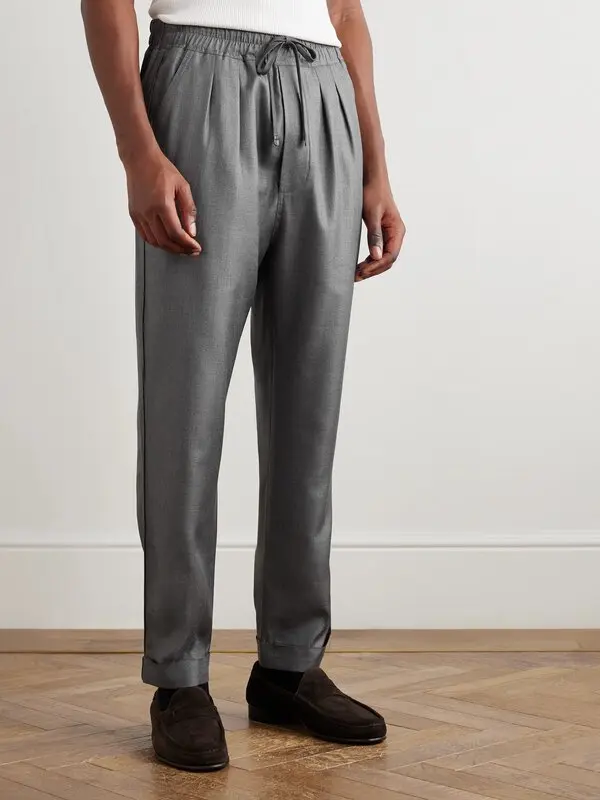 TOM FORD Straight-leg Silk-twill Drawstring Trousers
