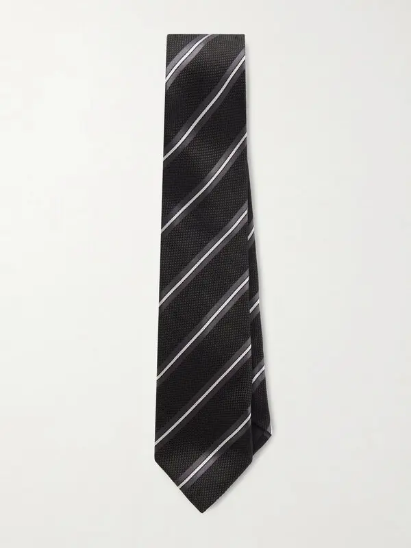 TOM FORD 8cm Striped Knitted Silk Neck Tie - Black