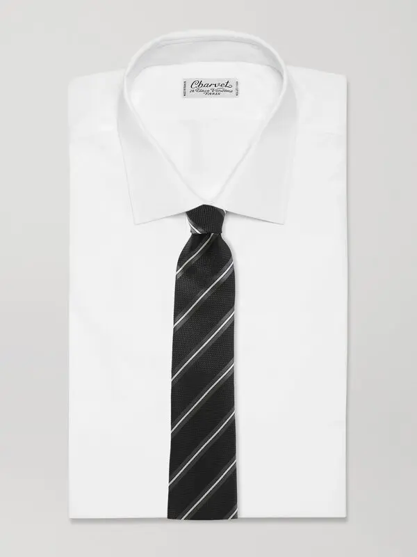 TOM FORD 8cm Striped Knitted Silk Neck Tie - Black
