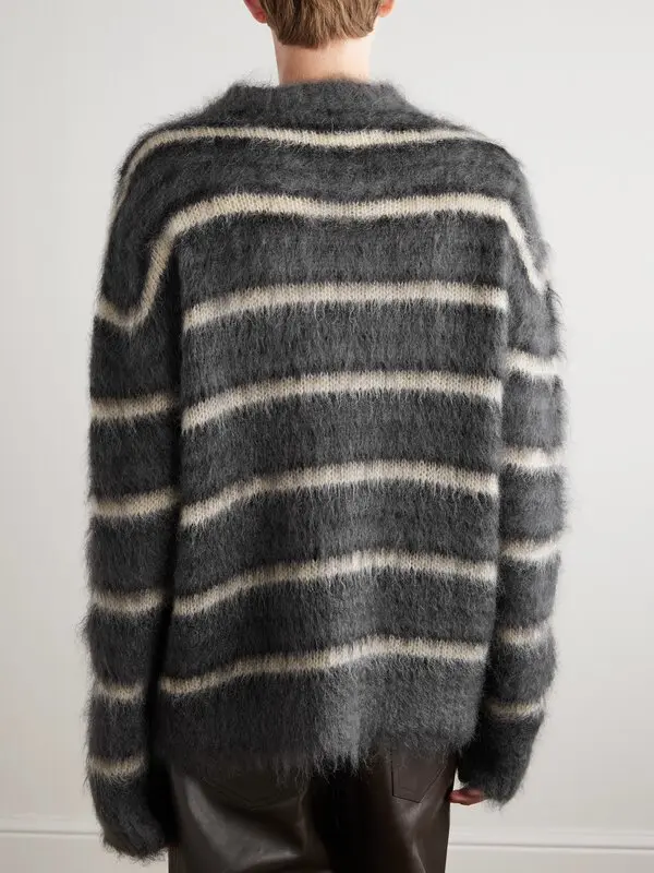 Marni Striped Mohair-blend Sweater - Gray