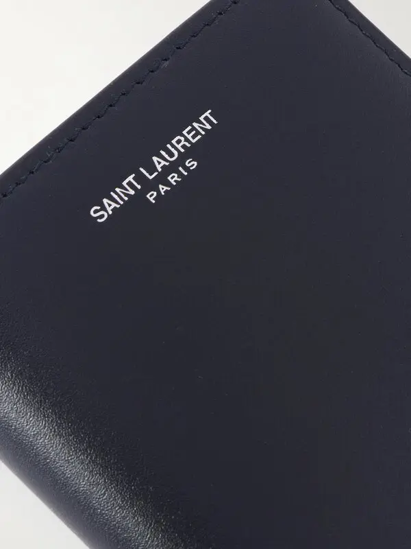Saint Laurent Logo-print Leather Bifold Wallet - Blue