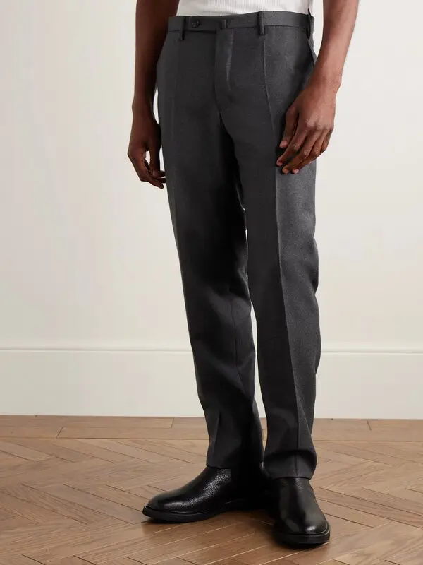 SLOWEAR Incotex Slim-fit Brushed Cotton-blend Twill Trousers - Gray