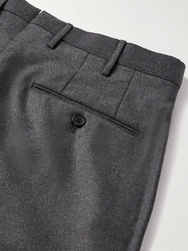 SLOWEAR Incotex Slim-fit Brushed Cotton-blend Twill Trousers - Gray