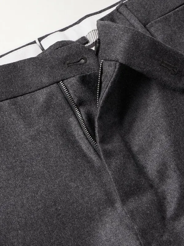 SLOWEAR Incotex Slim-fit Brushed Cotton-blend Twill Trousers - Gray