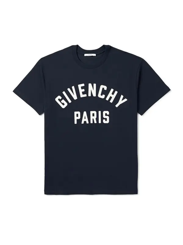 Givenchy Logo-appliquéd Cotton-jersey T-shirt - Blue