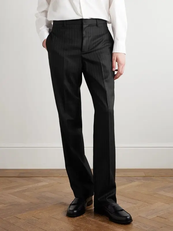 Givenchy Straight-leg Pinstriped Wool-twill Trousers - Black
