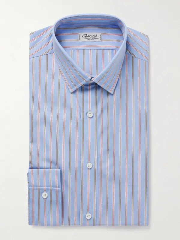 Charvet Striped Cotton-poplin Shirt - Blue