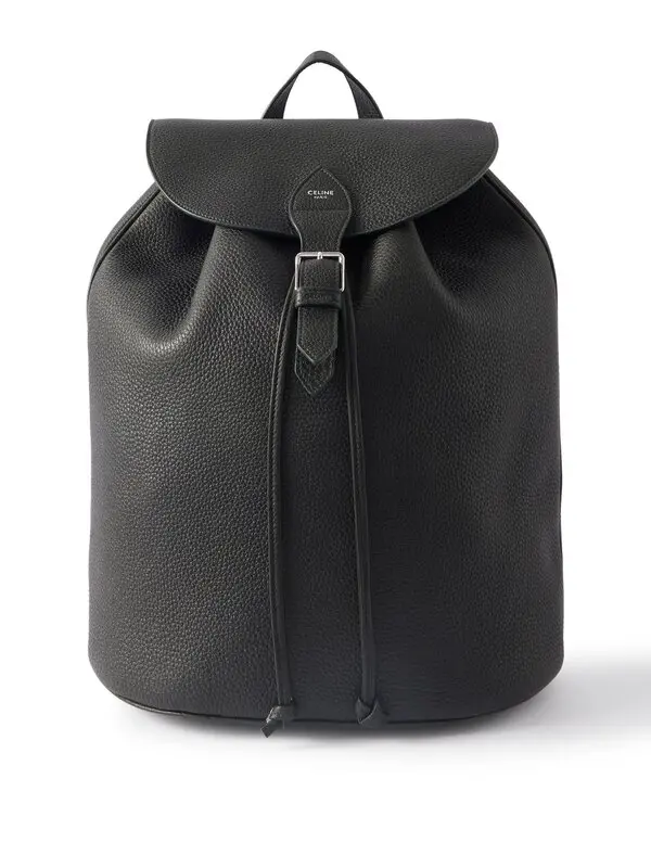 Celine Homme Full-grain Leather Backpack - Green