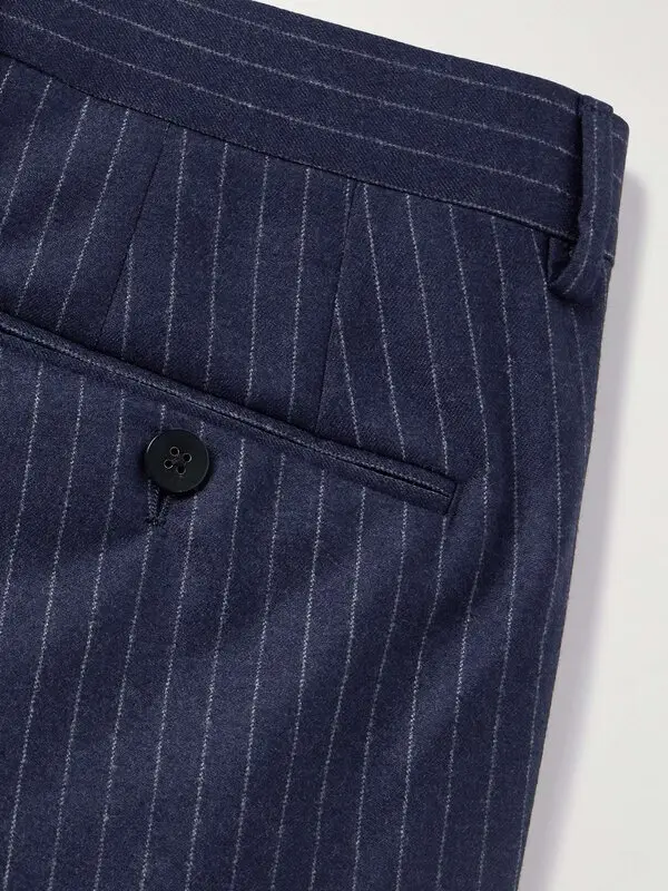 Caruso Slim-fit Pinstriped Wool Suit Trousers