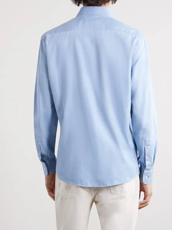 Brunello Cucinelli Cutaway-collar Cotton-chambray Shirt